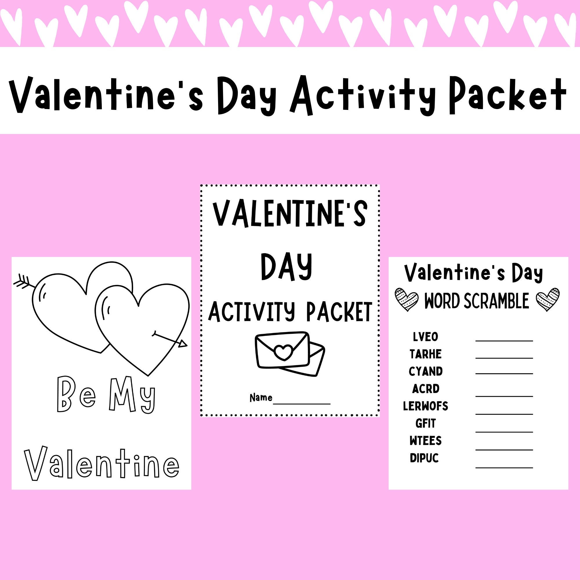 Kids Valentine's Day Printable Activity Packet With Worksheets and ...