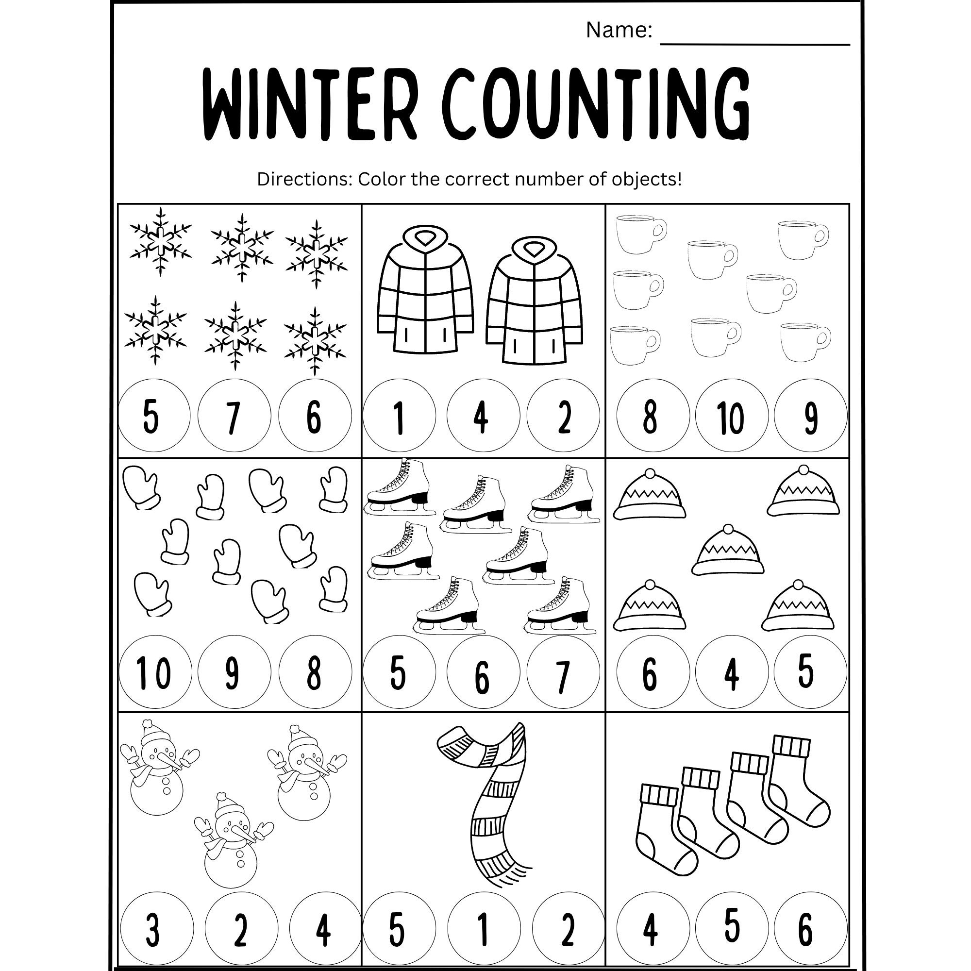 January Preschool Printable Bundle | Winter Digital Download Worksheets ...
