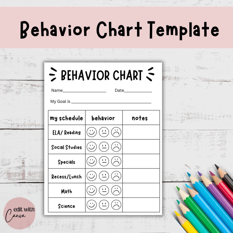 Behavior Chart Template, Behavior Chart, Behavior Chart for Kids ...