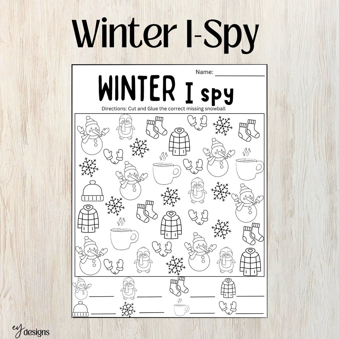 Winter I-spy Worksheet Winter Worksheet Preschool Worksheet - Etsy