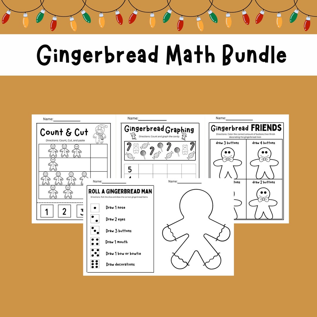 Gingerbread Math Bundle, Prek Worksheets, Kindergarten Worksheets ...