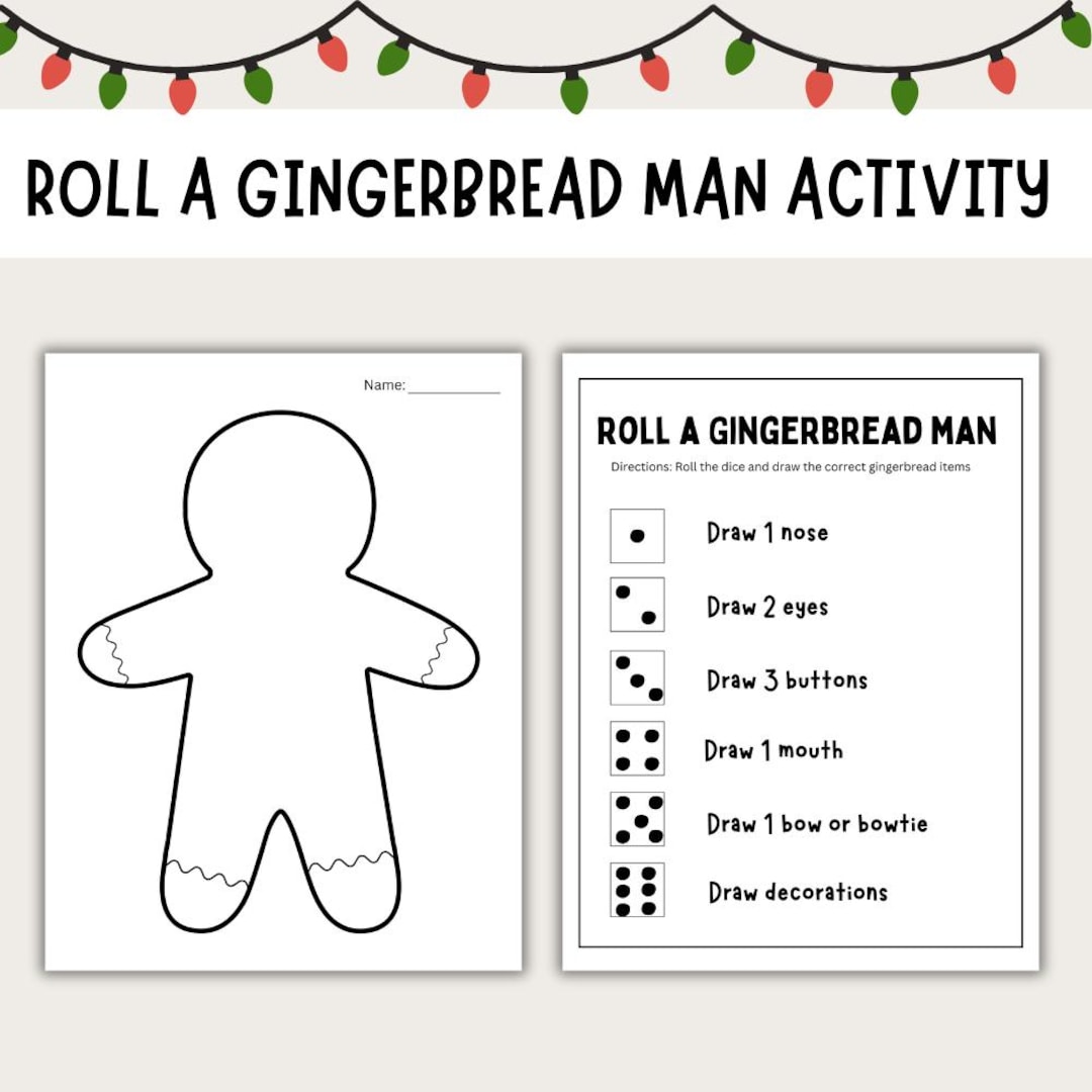 Roll a Gingerbread Man Game | Christmas Dice Activity | Printable ...