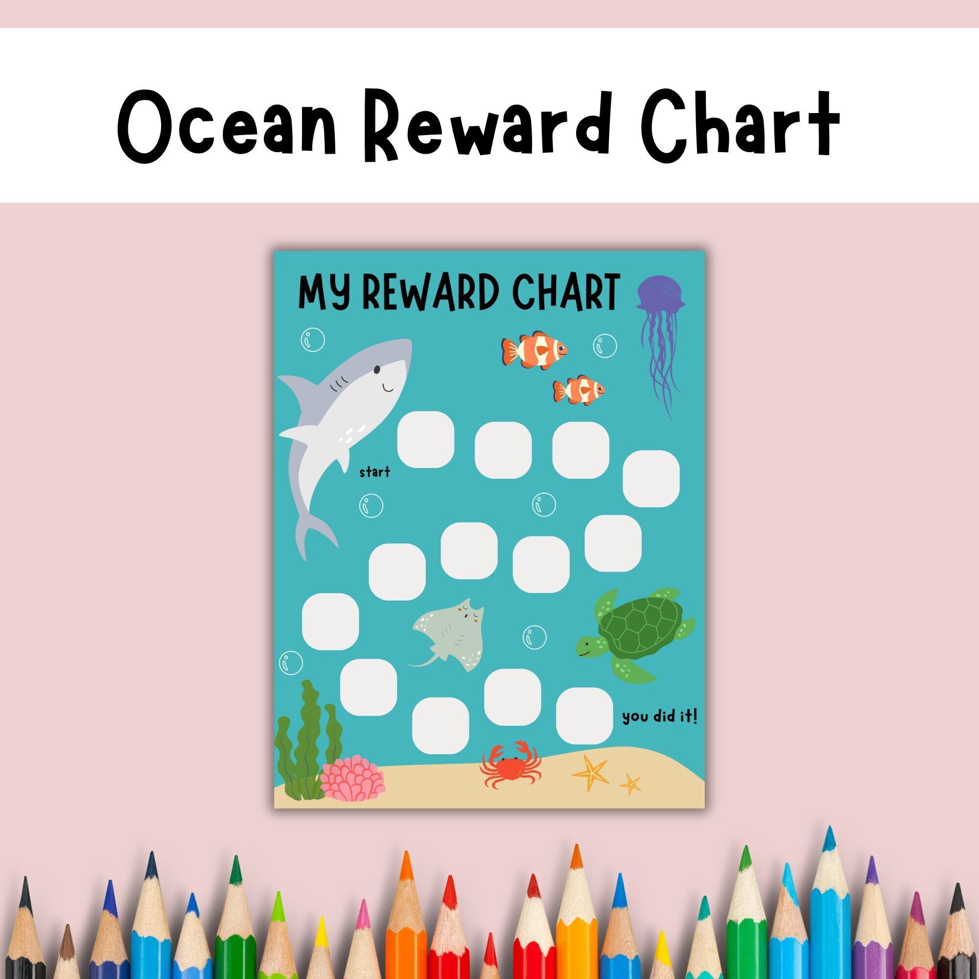 Ocean-themed Behavior Tracking Chart for Kids - Printable Reward System ...