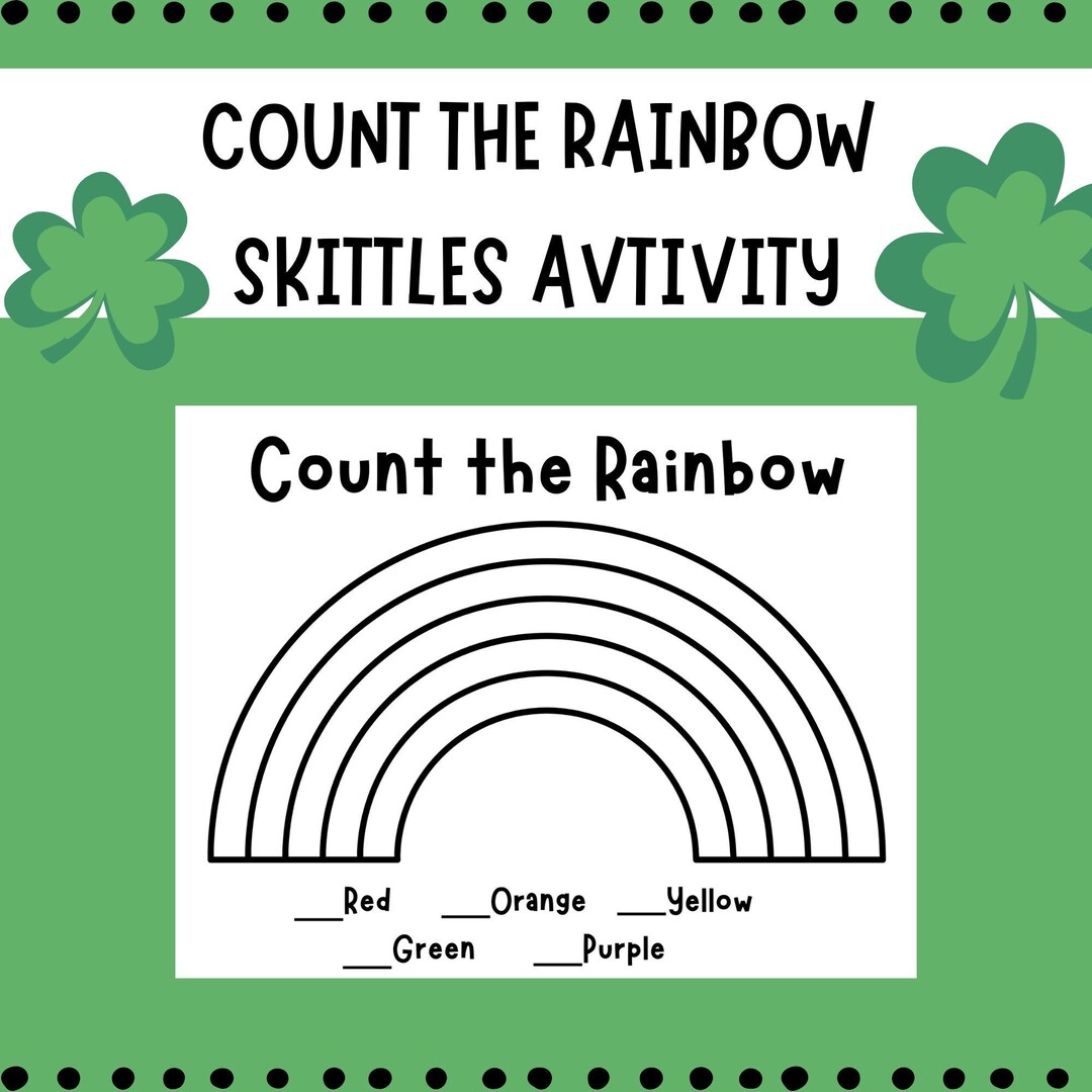 Rainbow Counting Worksheet, St. Patrick’s Day Skittles Activity for ...