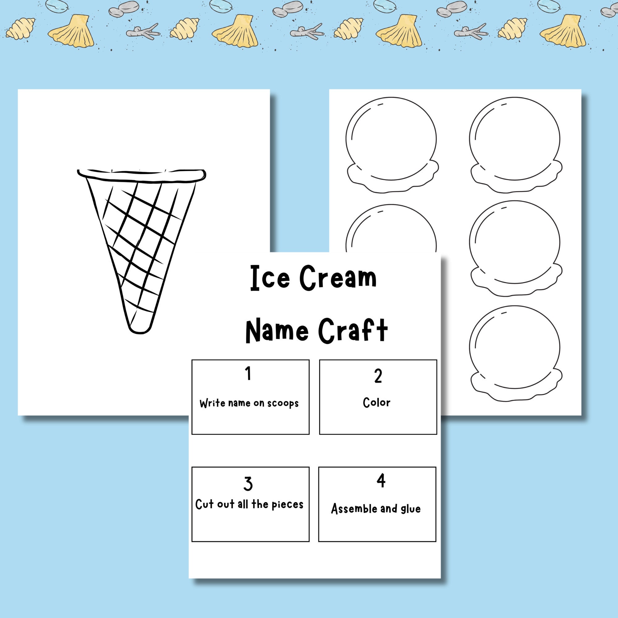 Personalized Ice Cream Name Activity for Kids - Fun Summer Craft and ...