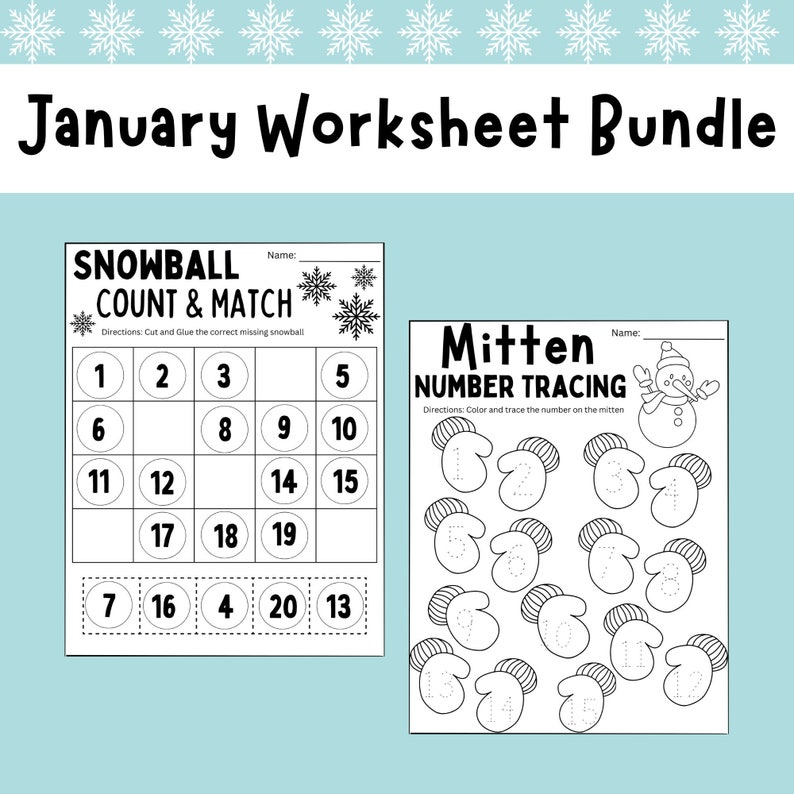 January Preschool Printable Bundle | Winter Digital Download Worksheets ...