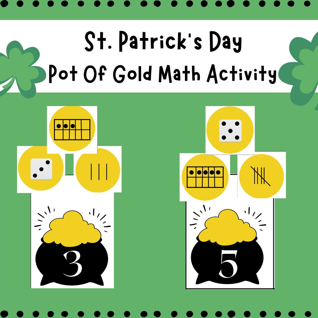 St. Patrick's Day Math Matching Digital Download for Kids - Etsy