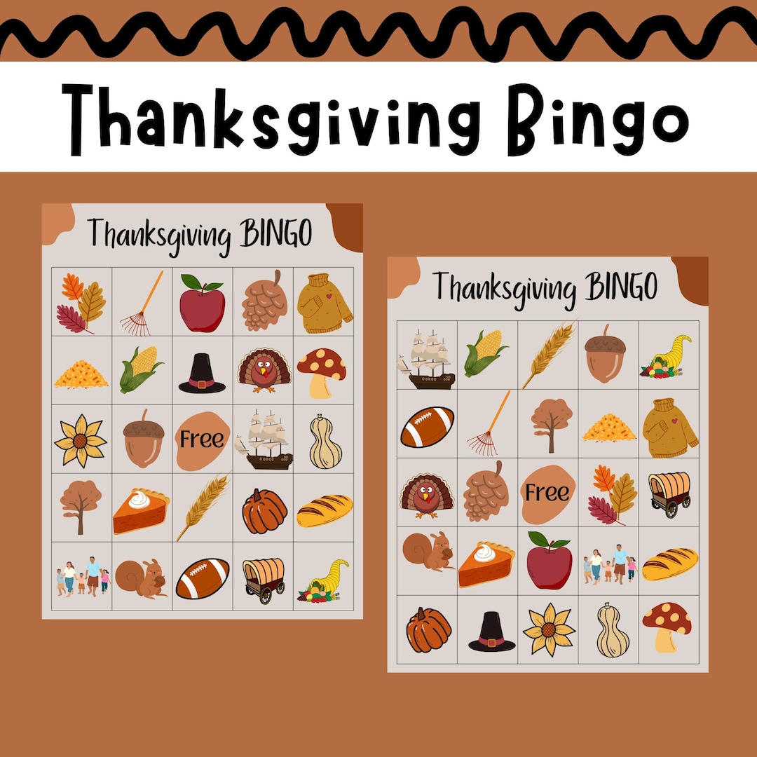 Printable Thanksgiving Bingo for Family Fun and Kids Activities - Etsy