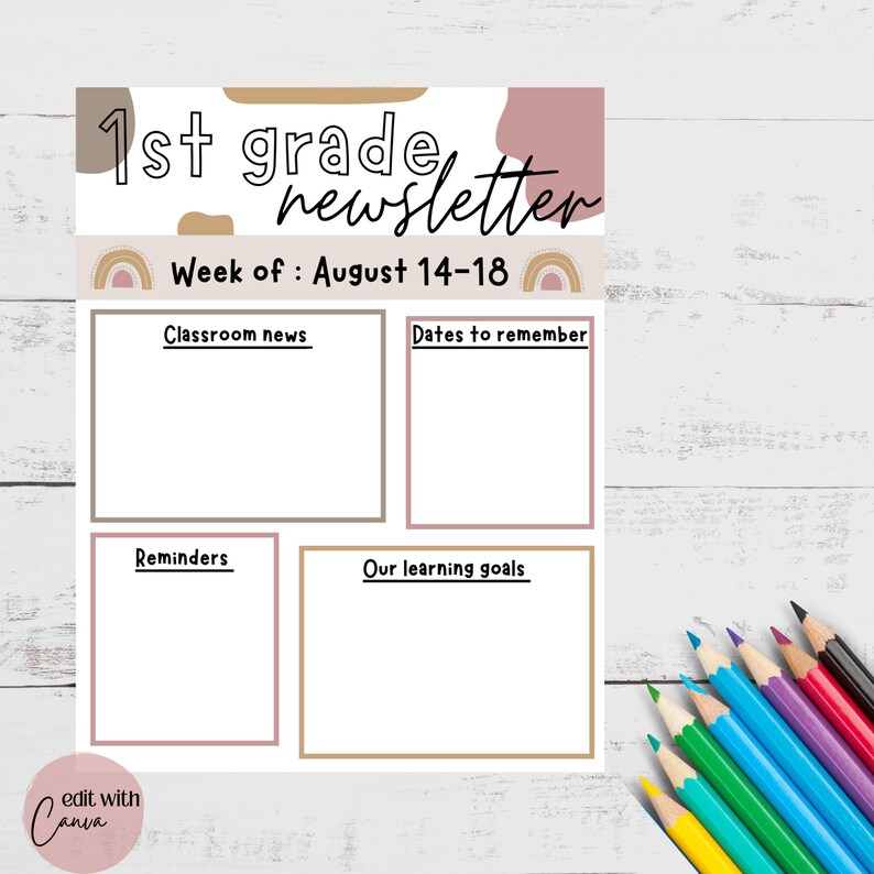 Boho Rainbow Editable Classroom Newsletter Digital Download - Etsy