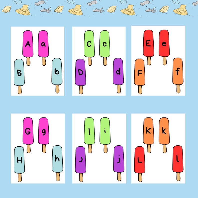 Alphabet Popsicle Matching Game for Preschool Kids' Educational ...