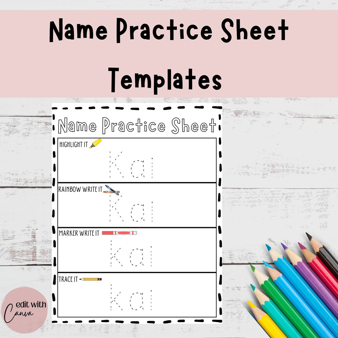 Custom Name Writing Practice Worksheet for Kids, Digital Handwriting ...