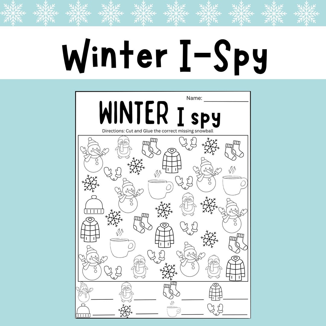 Winter I-spy Worksheet, Winter Worksheet, Preschool Worksheet, Digital ...