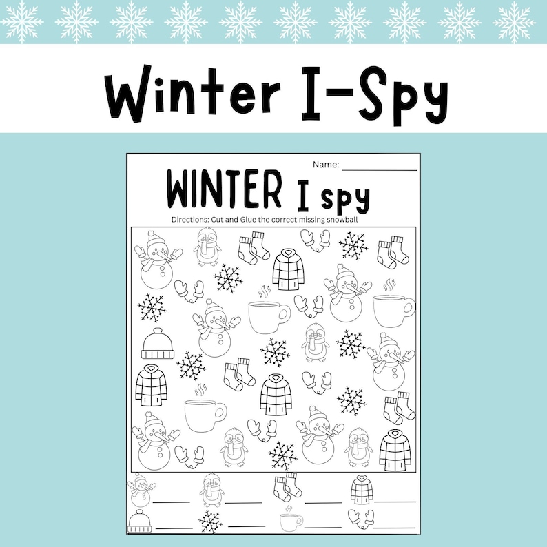 Winter I-spy Worksheet, Winter Worksheet, Preschool Worksheet, Digital ...