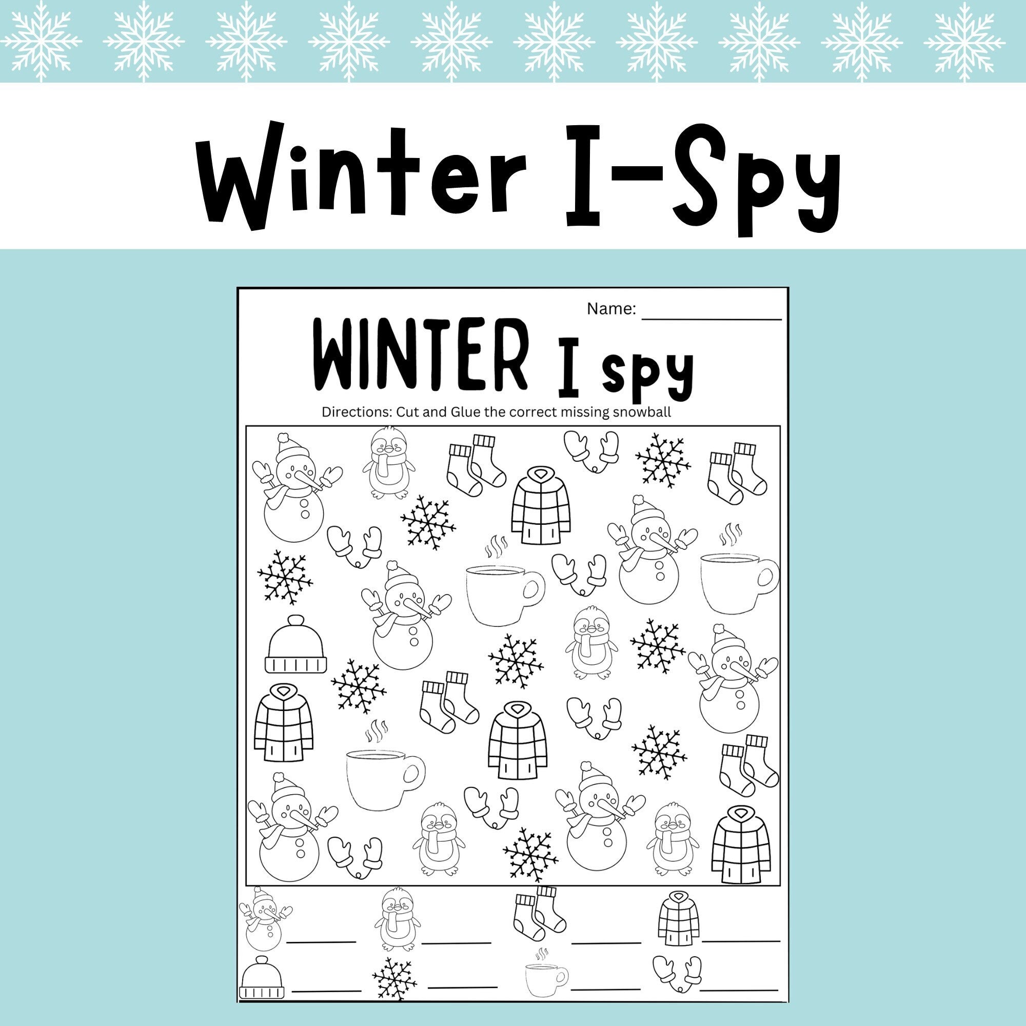 Winter I-spy Worksheet, Winter Worksheet, Preschool Worksheet, Digital ...