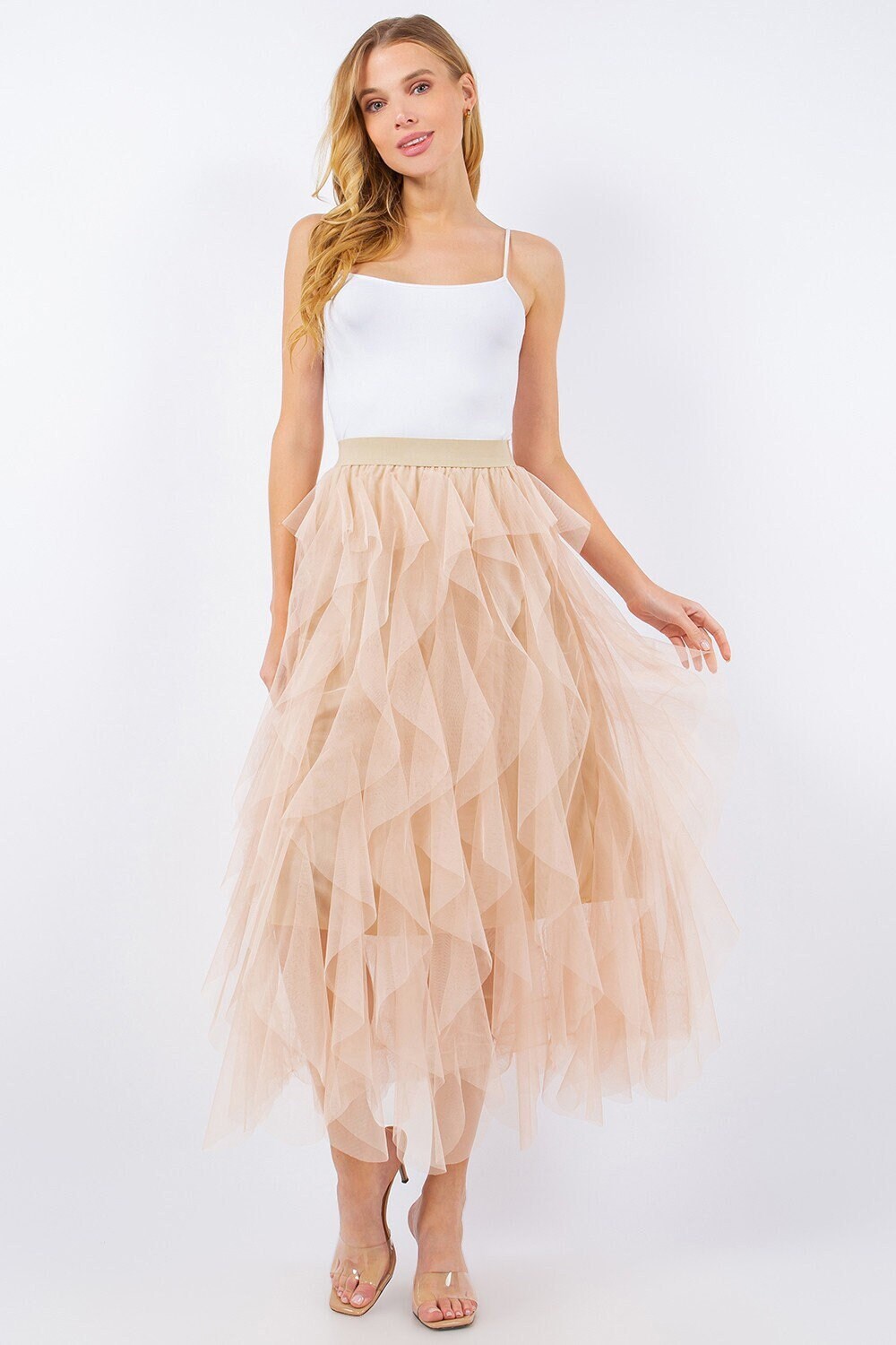 Ruffle Asymmetric Tulle Skirt - Etsy
