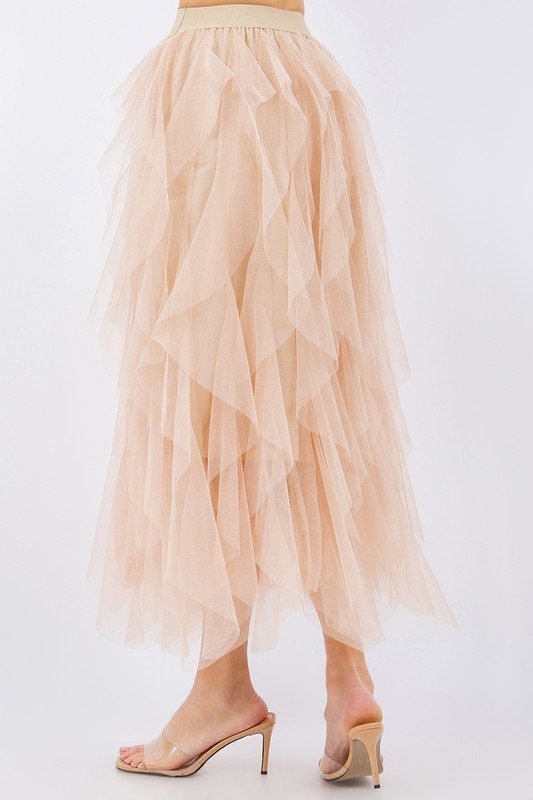 Ruffle Asymmetric Tulle Skirt - Etsy