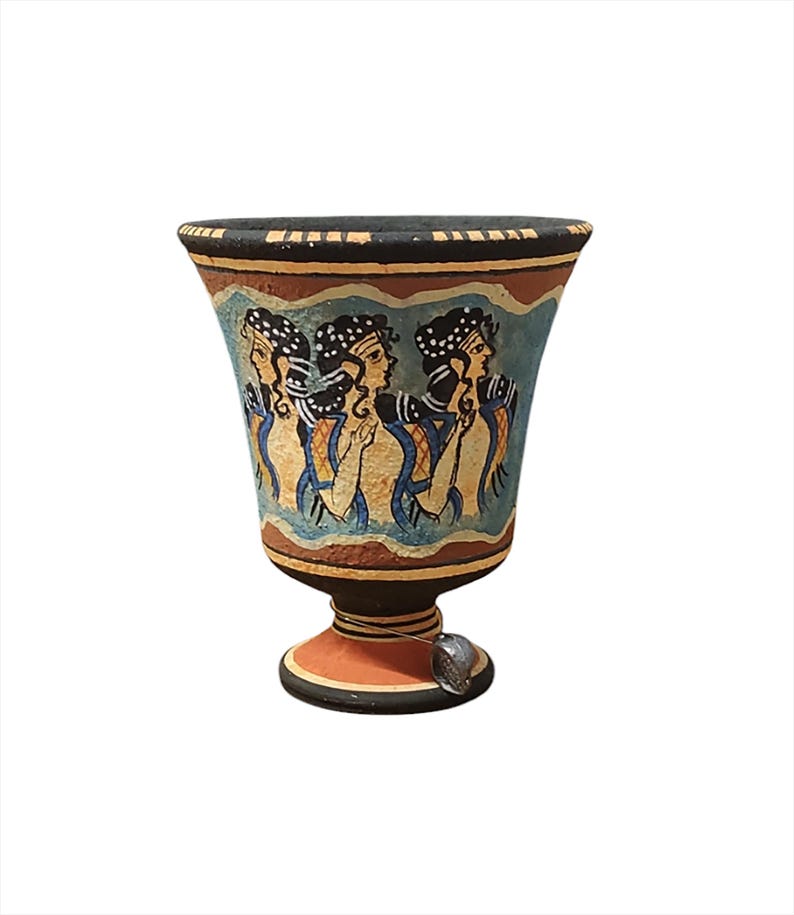 Ceramic Pythagoras Cup, Minoan Art, Ladies in Blue, Greek Art Gallery ...