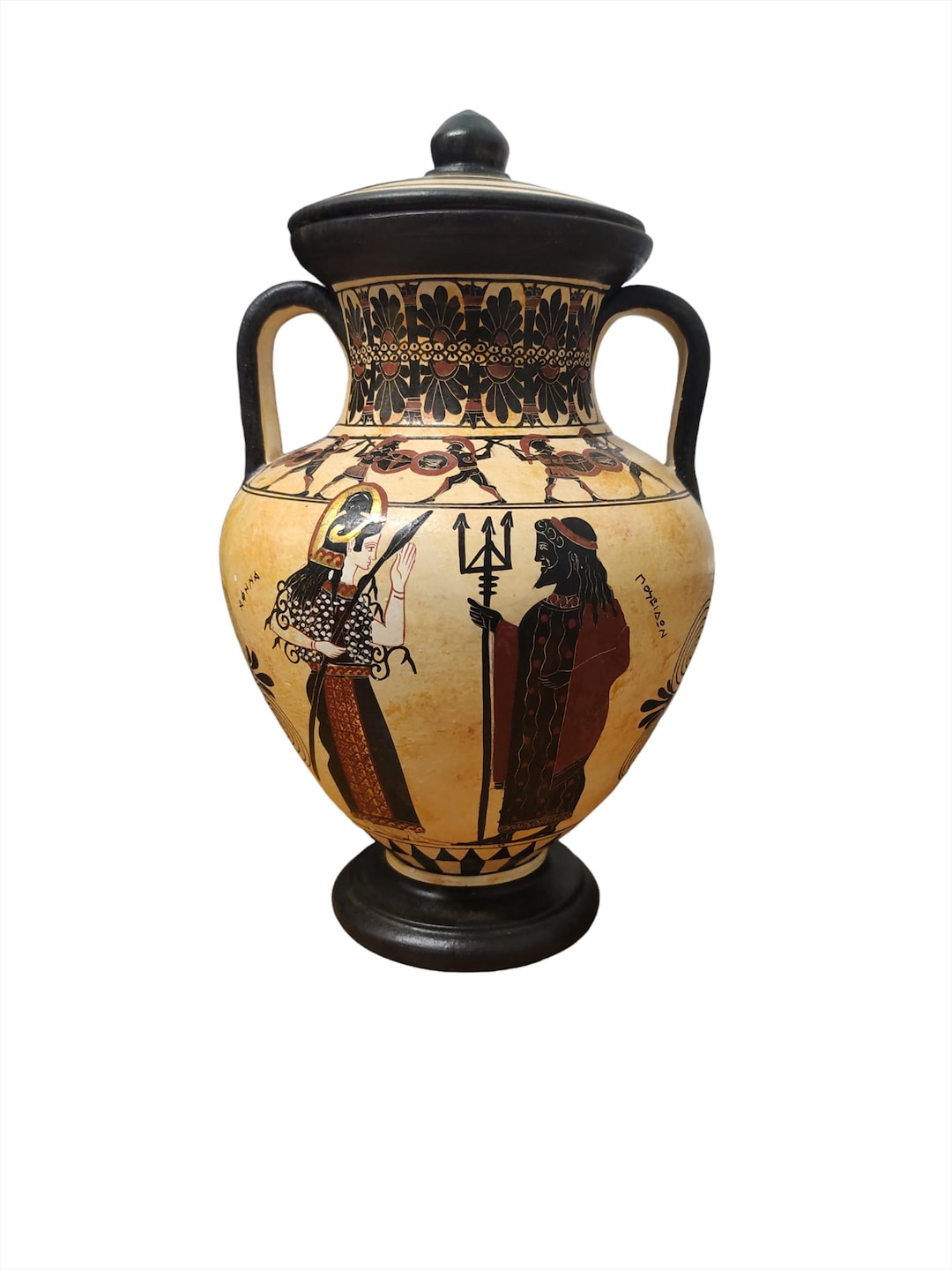 Ancient Attica Black White Figure Pottery Goddess Athena God Poseidon ...