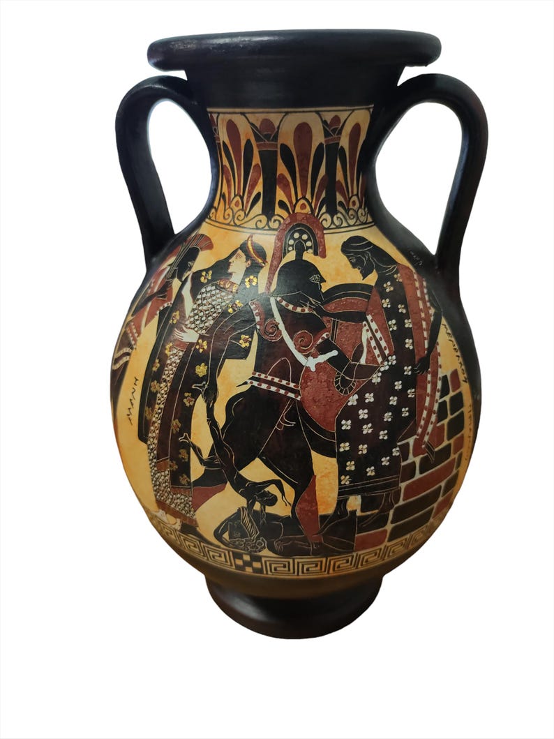 Ancient Ceramic Amphora Greek Pottery Helen Priamos Troy War Greek ...