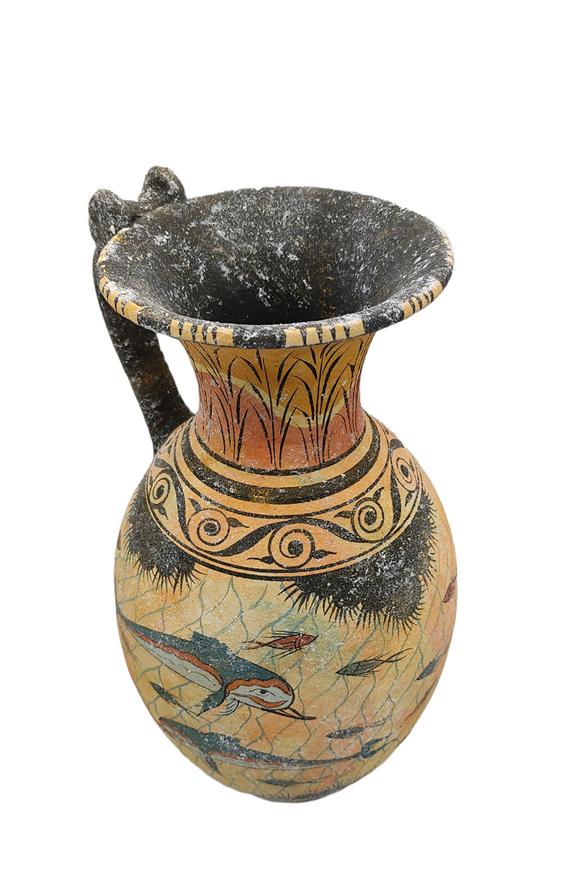 Ancient Greek Minoan Ceramic Oinochoe Greek Vase Dolphins Fresco 32 Cm ...