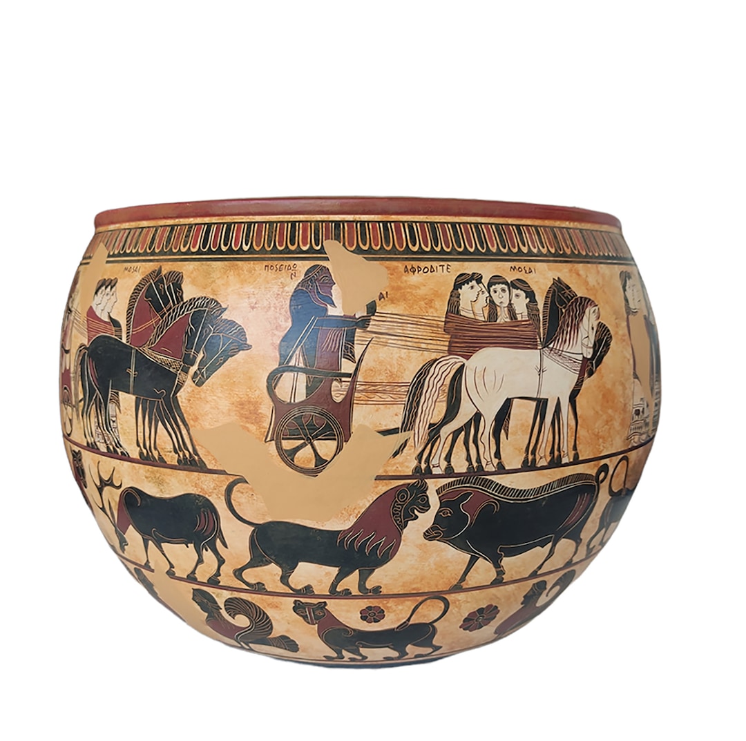 Sophilos Black Figure Vase Dinos Ancient Ceramic Reproduction Vase ...