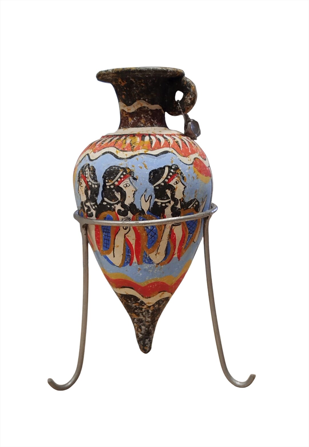 Ceramic Minoan Ladies in Blue Painted by Hand, Knossos Palace, Greek ...