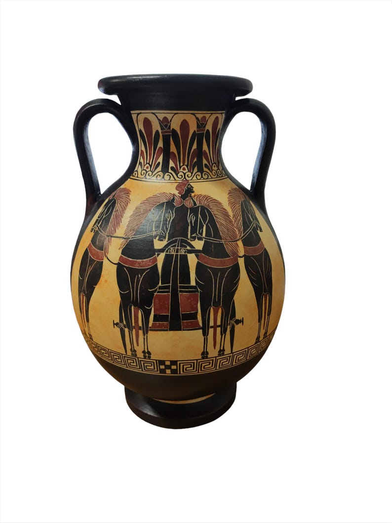 Ancient Ceramic Amphora Greek Pottery Helen Priamos Troy War Greek ...