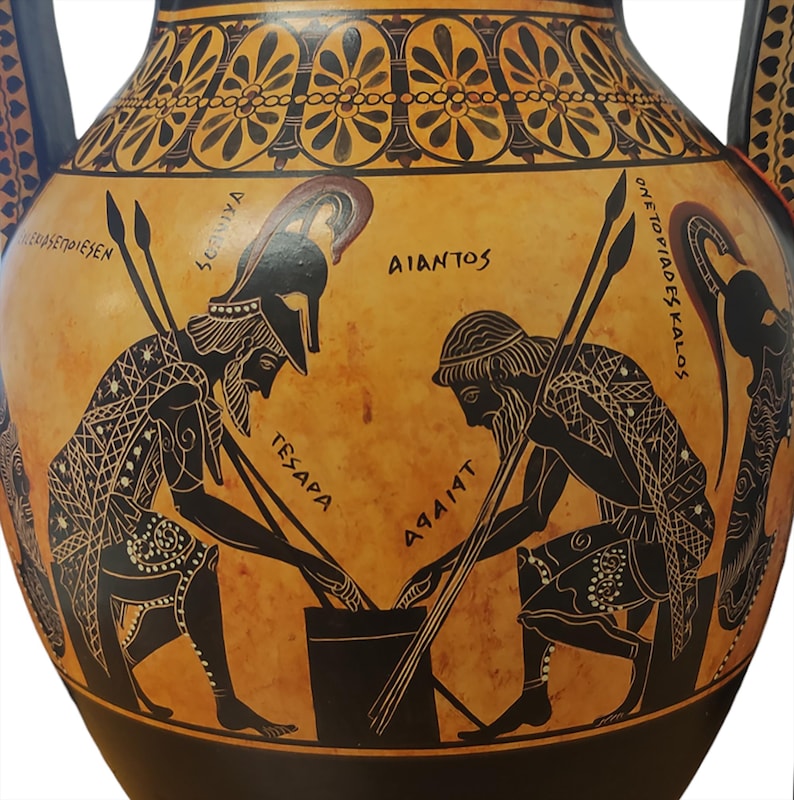 Ceramic Amphora Black Figures Achilles Play Dice Ajax, Kastor ...