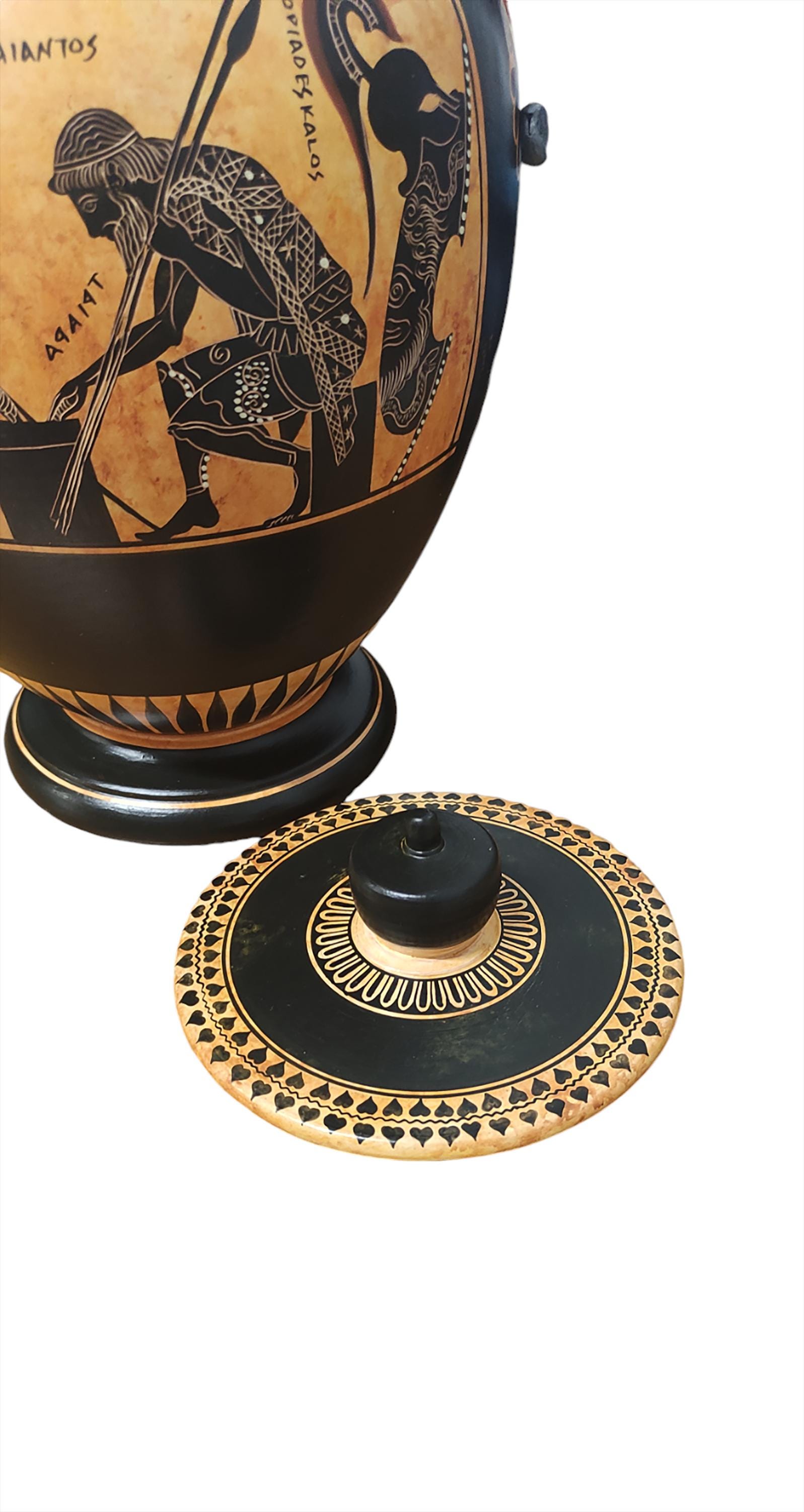 Ceramic Amphora Black Figures Achilles Play Dice Ajax, Kastor ...