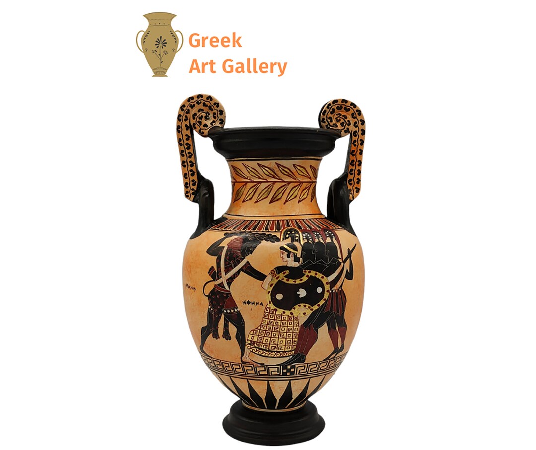 Ancient Greek Hero Hercules and Antaios, Ceramic Amphora, Vatican ...