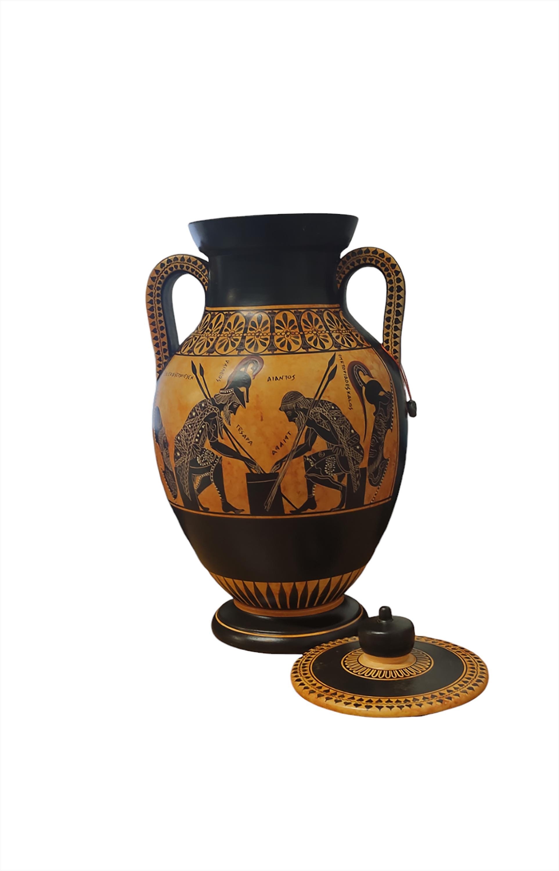 Ceramic Amphora Black Figures Achilles Play Dice Ajax, Kastor ...
