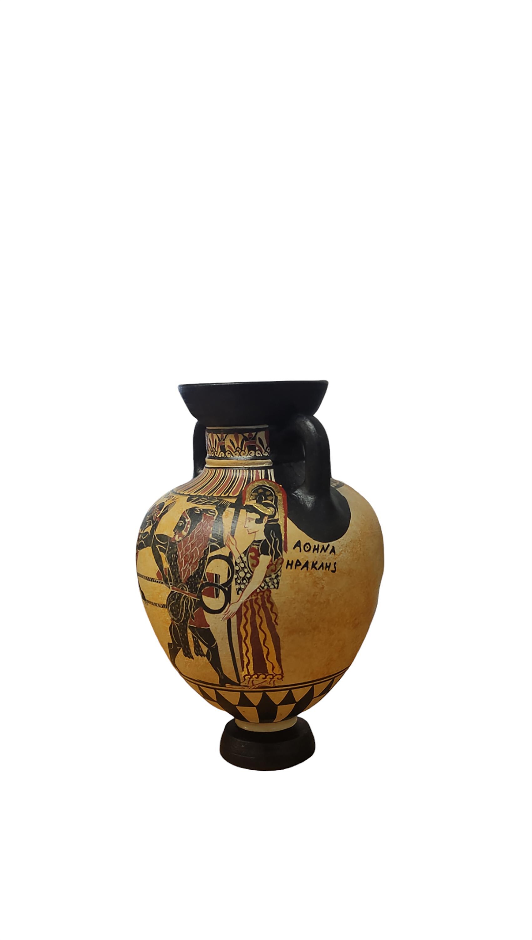 Ceramic Amphora Greek Goddess Artemis, God Apollo, Hero Herakles ...