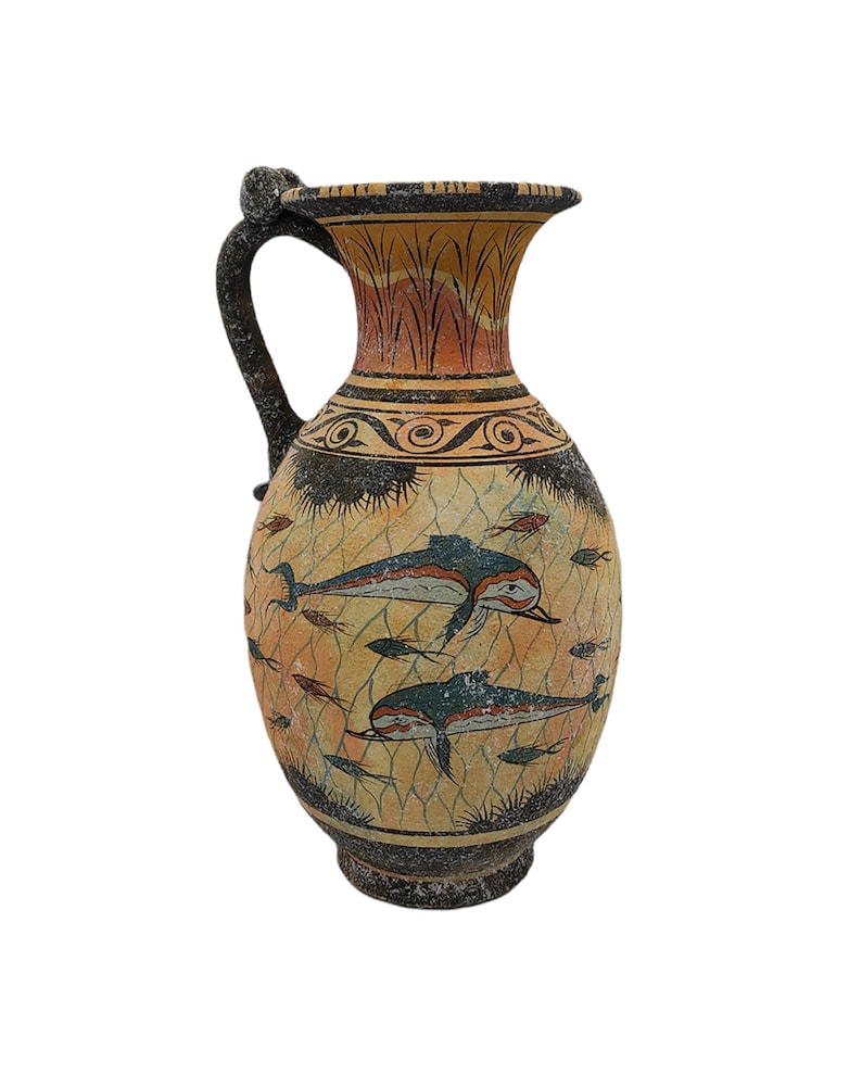 Ancient Greek Minoan, Ceramic Oinochoe, Greek Vase, Dolphins Fresco ...