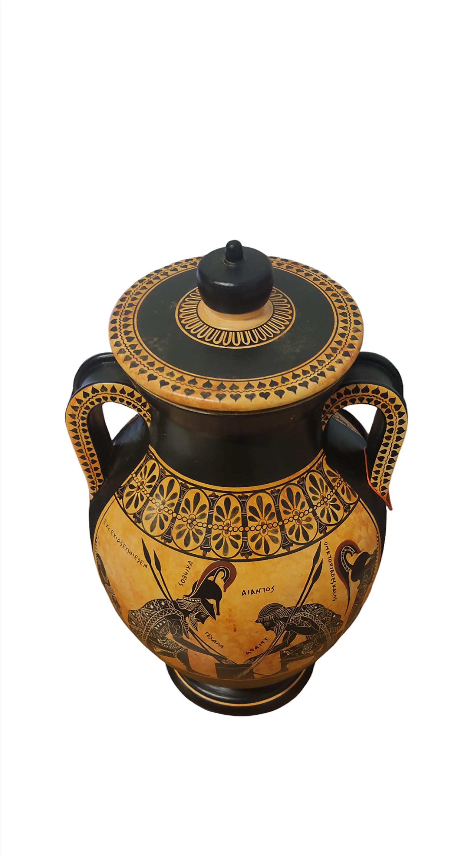 Ceramic Amphora Black Figures Achilles Play Dice Ajax, Kastor ...