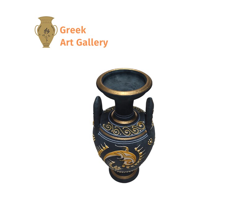 Ancient Greek Blue Vase Amphora, Minoan Embossed Dolphin, Greek Art ...