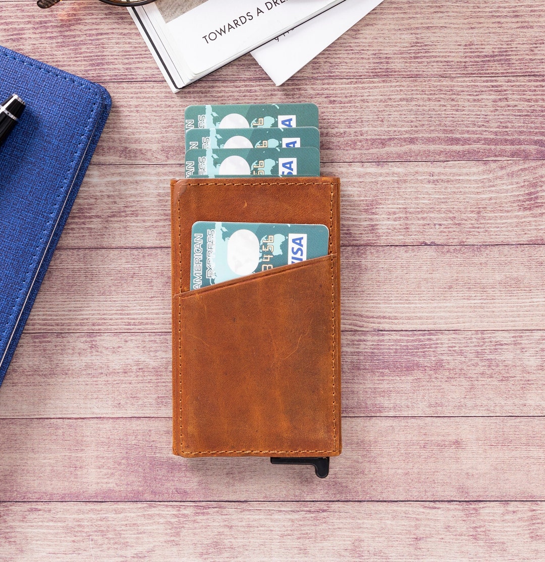 Wallet, Card Case Leather, Personalized Gift, Slim Card Wallet, Leather ...