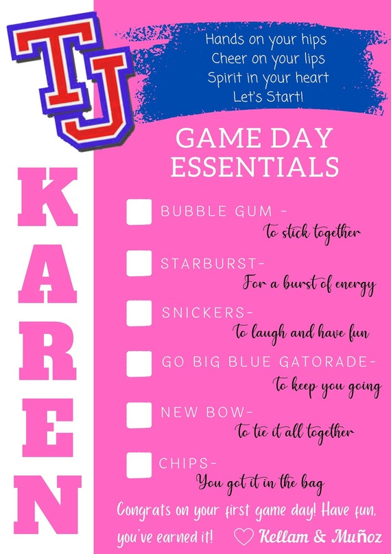 Cheerleader Survival Kit Game Day Essentials Editable - Etsy