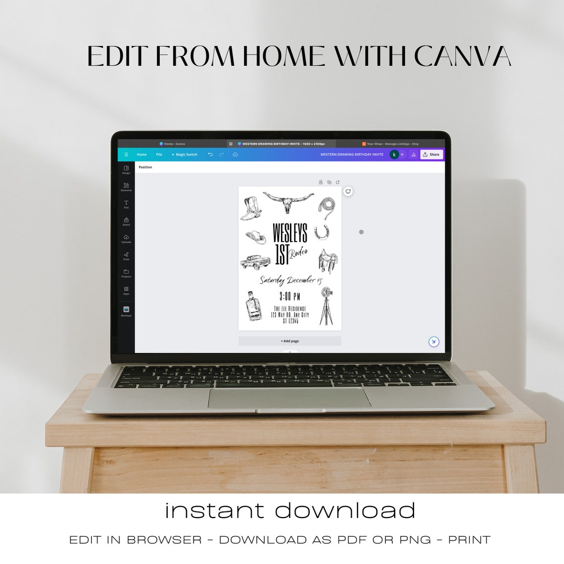 Western Birthday Invitation | Western Drawing Invite | Birthday ...