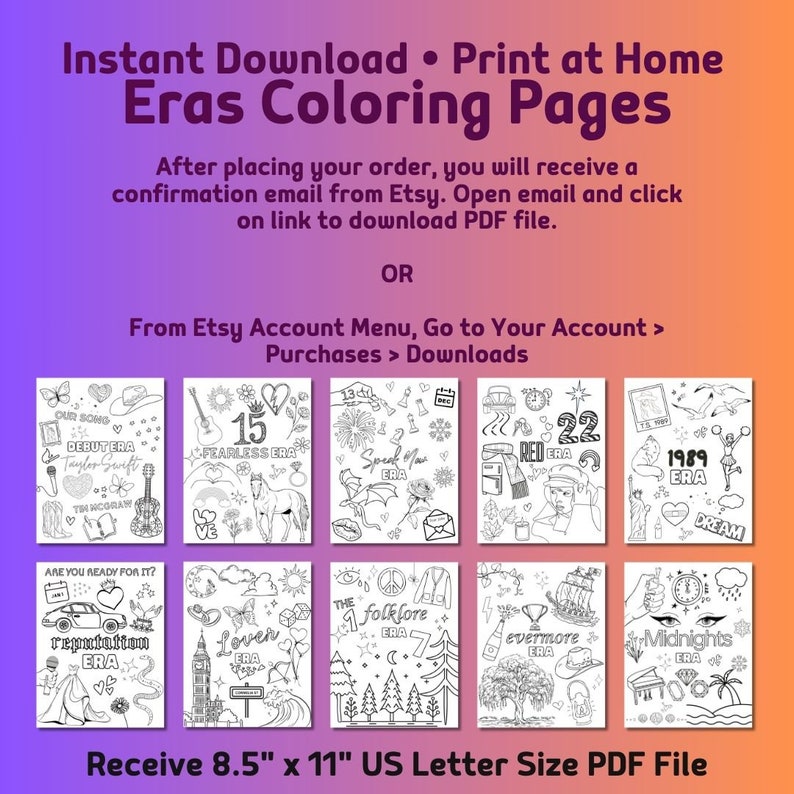 Eras Coloring Pages, Eras Birthday Party Activities, Birthday Era Party ...