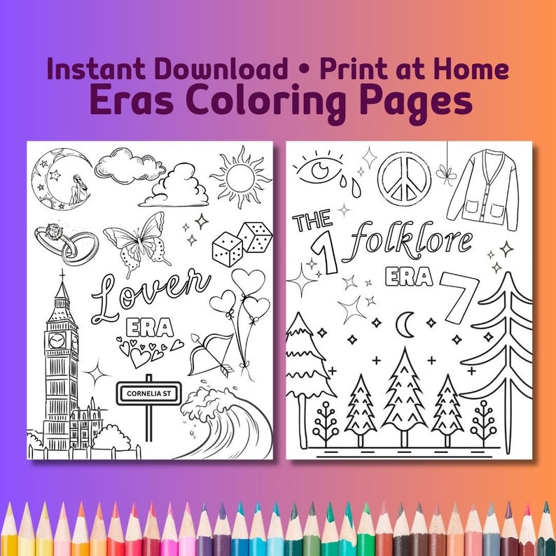 Eras Coloring Pages, Eras Birthday Party Activities, Birthday Era Party ...