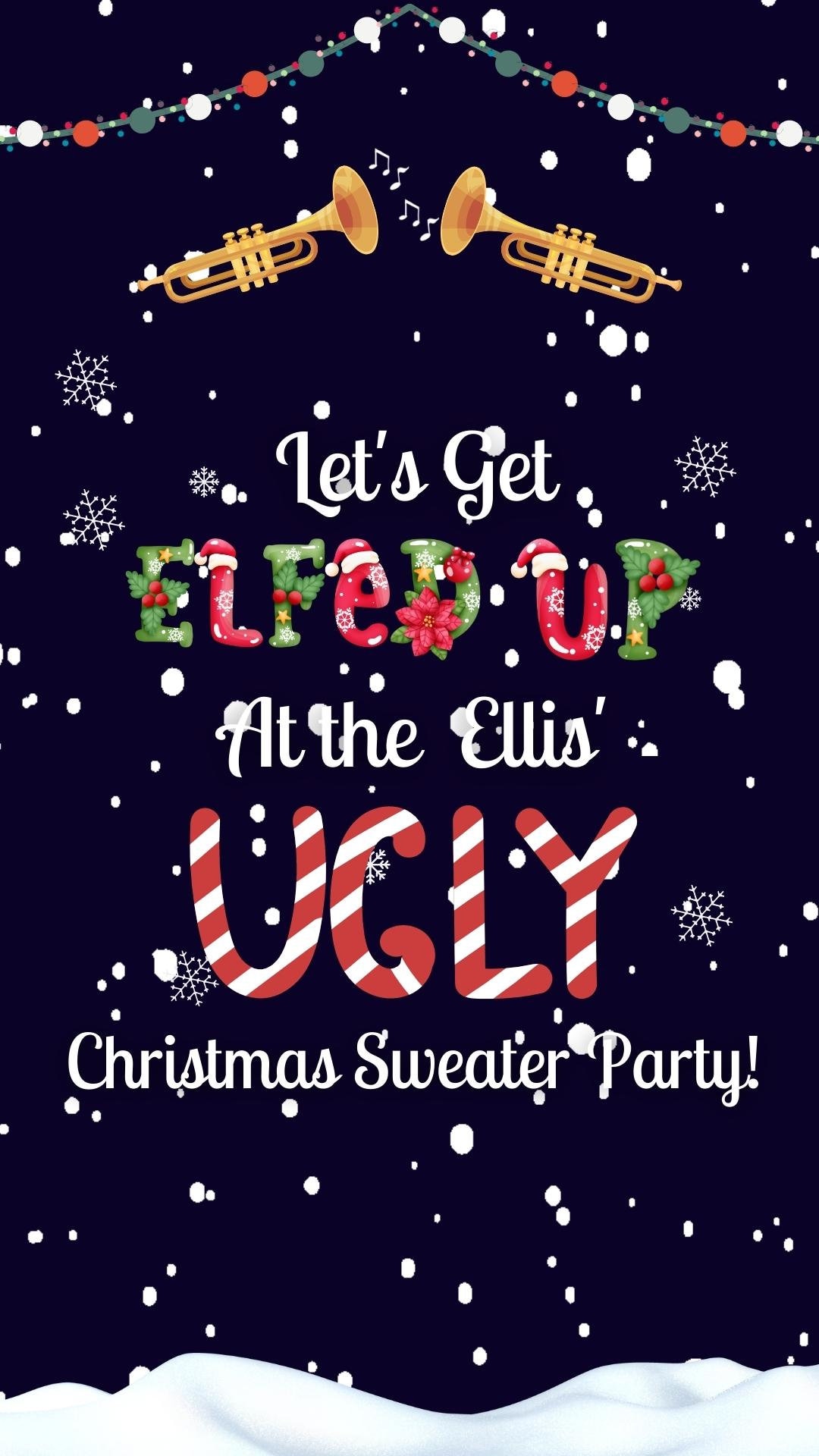 Elfed Up Ugly Christmas Sweater Party Video Invitation Etsy