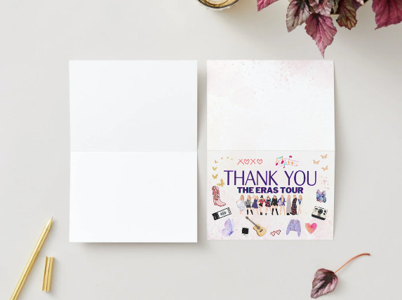 Taylor Swift Birthday Eras Thank You Card, Thank You Note, Taylor Swift ...