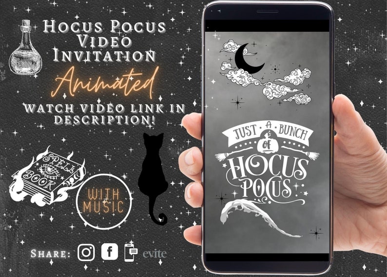 Hocus Pocus Halloween Animated Party Invitation - Etsy