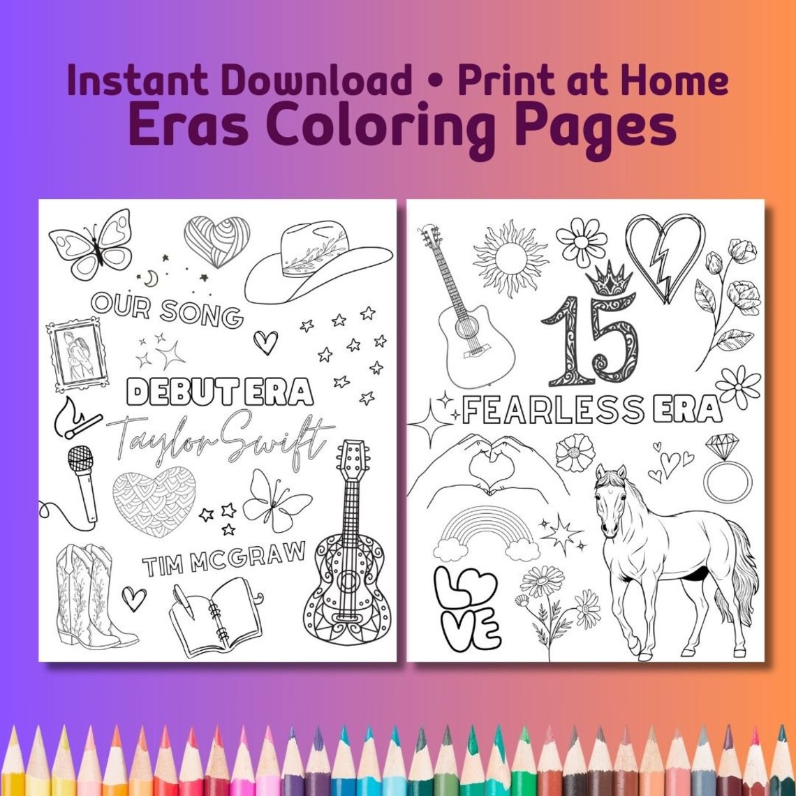 Eras Coloring Pages, Eras Birthday Party Activities, Birthday Era Party ...
