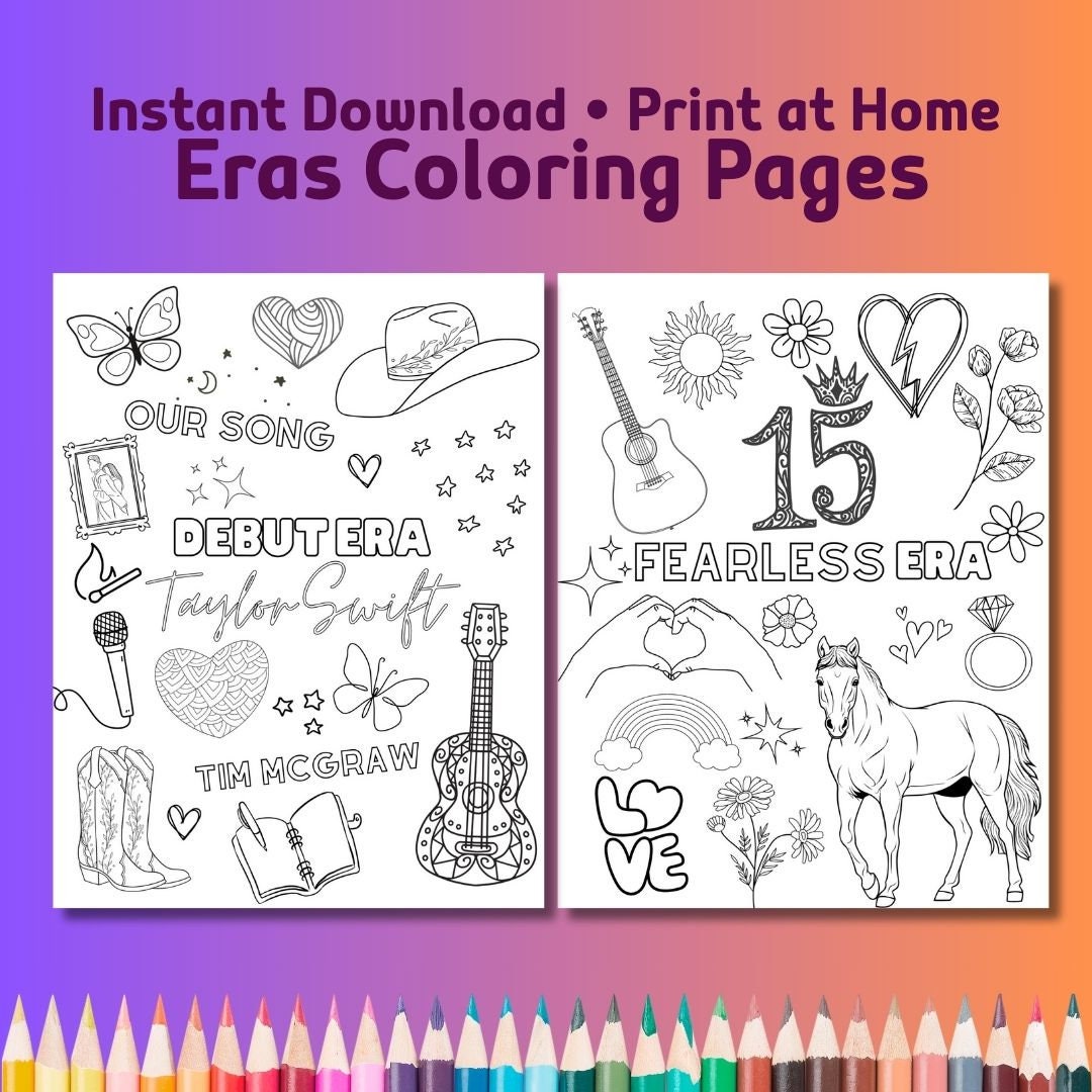 Eras Coloring Pages, Eras Birthday Party Activities, Birthday Era Party ...