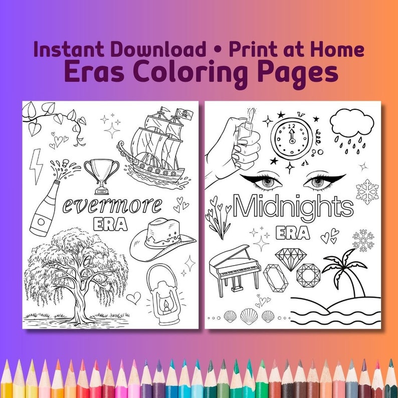 Eras Coloring Pages, Eras Birthday Party Activities, Birthday Era Party ...