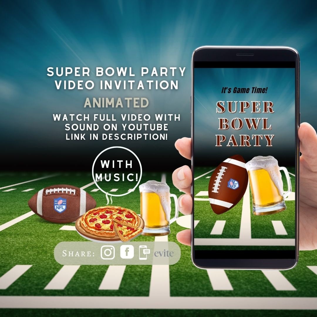 Super Bowl Party Video Invitation - Etsy