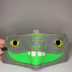 Neon Green Goblin Face Bifold Wallet. Chainmail Wallet Chain ...