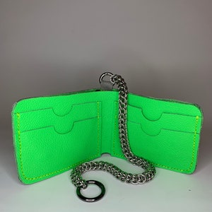 Neon Green Goblin Face Bifold Wallet. Chainmail Wallet Chain ...