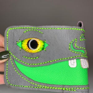 Neon Green Goblin Face Bifold Wallet. Chainmail Wallet Chain ...
